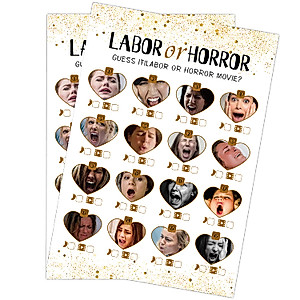 Muruseni Labor or Horror Baby Shower Game-31 Cards(Including Answers),Gender Reveal Party,for Mom, Dad, Kids, Women, Men, Gender Neutral Unisex Set