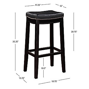 Linon Claridge Bar, Black Stool, 32" X 18.75" X 13"