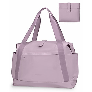 BAGSMART Foldable Travel Duffle Bag, 30.6L Large Carry On Tote Bag Gym Sports Bag for Women, Weekender Overnight Bag for Travel Essentials & Daily Necessities(Dark Purple)