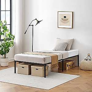 IDEALHOUSE 14 Inch Twin Bed Frame with Storage,Metal Platform Twin Bed Frame No Box Spring Needed Steel Slat Support Easy Assembly (Twin)