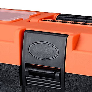 Plastic Tool Box, 14 -inch Portable Tool Box Plastic Toolbox with Removable Tool Tray and Detachable Tool Kit For Craft Storage, Household