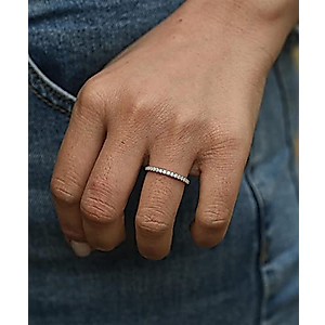 YODEWA Moissanite Wedding Band, Moissanite Rings for Women Half Eternity 925 Sterling Silver Stackable Round Thin 0.3ct Lab Created Diamond Size 5