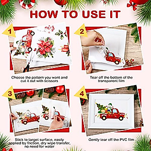 4 Sheets Christmas Rub on Transfer 12 x 16 Inch Vintage Craft Transfers for Furniture Christmas Tree Rub on Decals for Christmas Celebration (Classic Style)