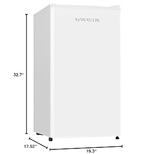 Manastin 3.2 Cu.Ft Mini Fridge with Freezer, Single Door Mini Fridge, Adjustable Thermostat, Energy Saving Mini Refrigerator for Bedroom, Office, Dorm (White, 3.2 Cu.ft)