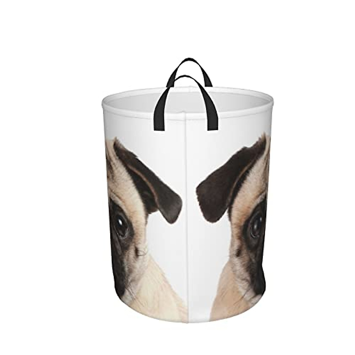 FeHuew Lovely Puppy Pug Portrait Collapsible Laundry Basket with Handle Waterproof Hamper Storage Organizer Large Bins for Dirty Clothes,toys