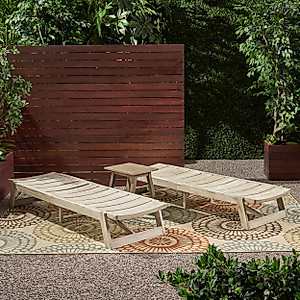 GDFStudio Outdoor Acacia Wood Chaise 3 Piece Lounge Set
