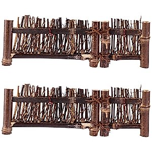 Hemoton Xmas Tree Gate 2 pcs Natural Miniature Picket Fence Micro Landscape Ornaments for DIY Dollhouse Decoration Outdoor Plant Pots Bonsai Decoration Christmas Picket Fence