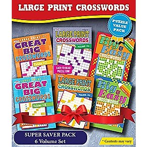 KAPPA Super Saver LARGE PRINT Crosswords Puzzle Pack-Set of 6 Full Size Books
