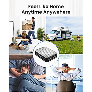 Airefina Queen Air Mattress with Built-in Pump 18", Blow up Mattress in 3 Mins, Colchon Inflatable Mattress with Flocked Surface for Home, Guest,Comfort, Foldable & Portable Four Chamber Technical