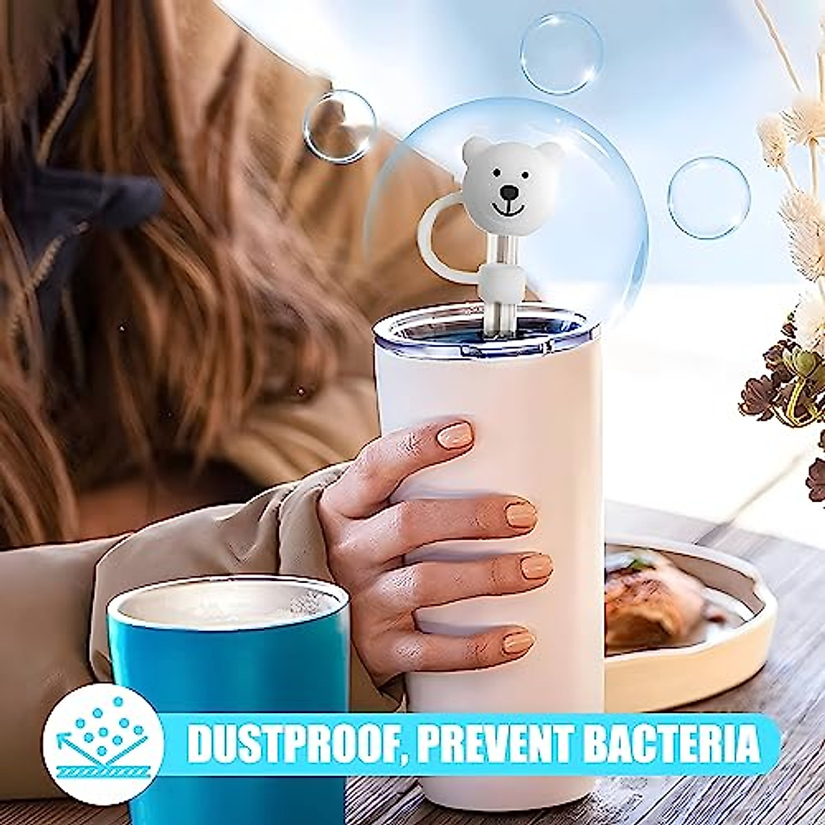 3 Pack Straw Covers Compatible with Stanley 30 40 OZ accessories Tumbler Cups Cartoon Soft Straw Protector Cover - BPA Free Soft Silicone