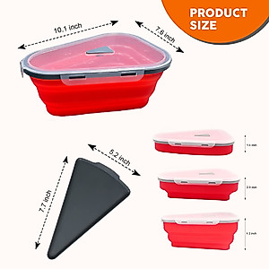 Pizza Storage Container with Pizza Cutter, 5 Microwavable Serving Trays with Pizza Container, Silicone Pizza Storage Container, Pizza Pack, Pizza Storage Container Collapsible, Pizza Keeper, Red