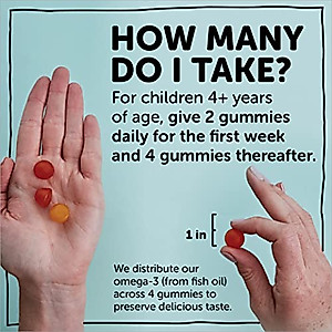 SmartyPants Kids Fiber Vitamins: Daily Kids Multivitamin Gummy for Overall Health with Vitamin A, B12, D3, E, & K & Omega 3 Fish Oil (DHA/EPA) - 120 Count (30 Day Supply)