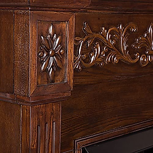 SEI Furniture Calvert Electric Carved Floral Trim Fireplace, Espresso (AMZ8729EF)