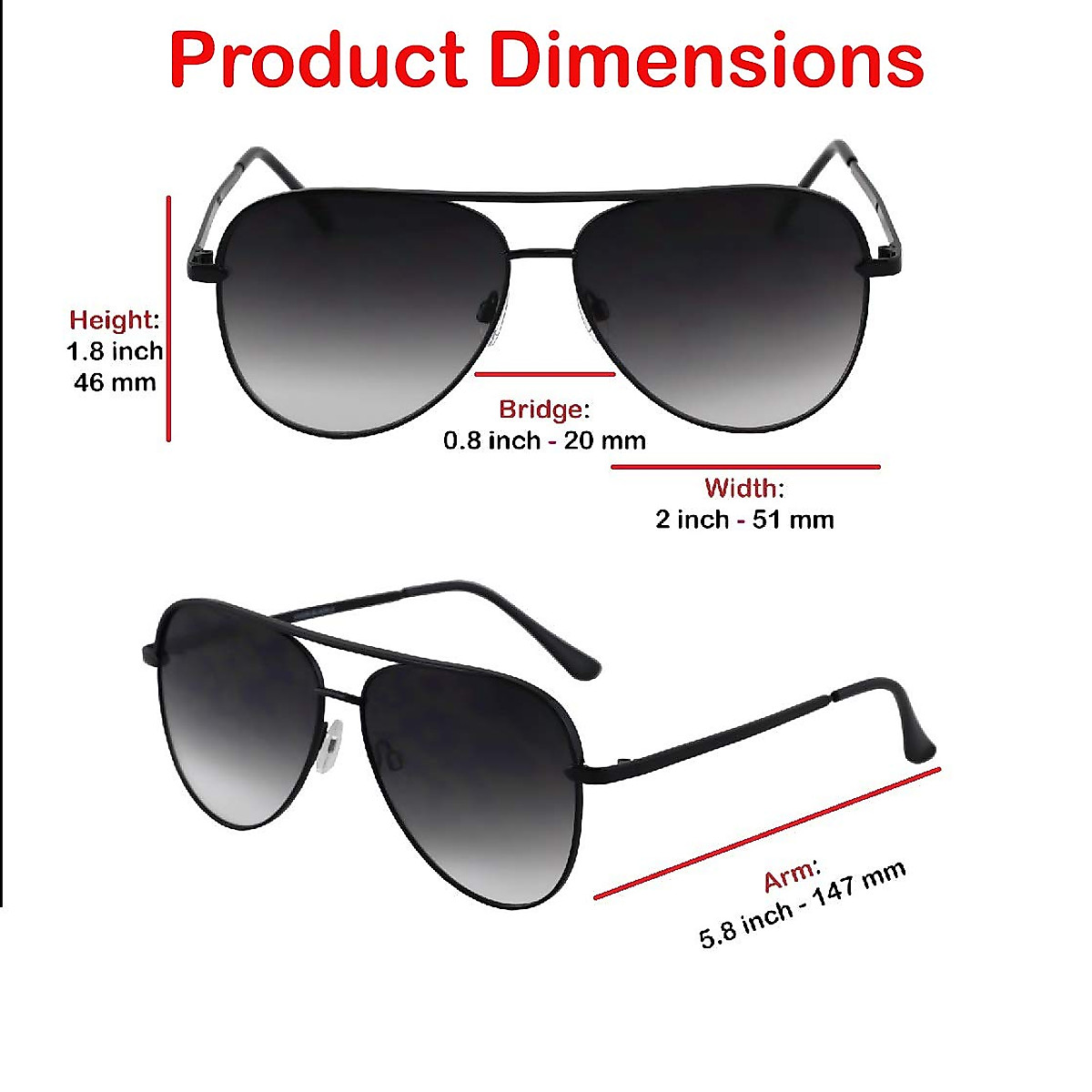 Flawless Large Flat Lens Mirror Gradient Lens Aviator Sunglasses for Men and Women (Black Ombre)