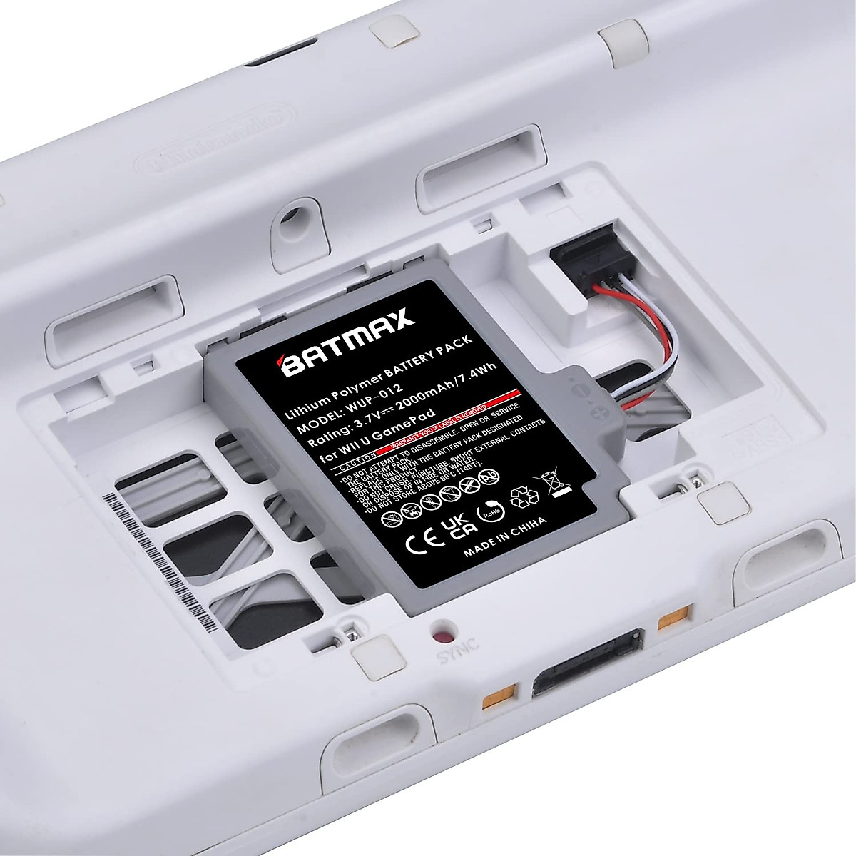 Batmax High Capacity 2000mAh WUP-010 Replacement Battery for Nintendo Wii U Gamepad WUP-012