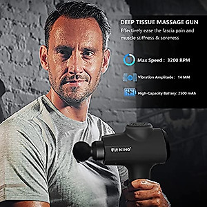 FIT KING Massage Gun Deep Tissue Percussion Muscle Massage Gun for Athletes to Relieve Soreness and Fast Recovery LCD Touch Screen 6 Massage Heads 20 Speed Levels FT-025G