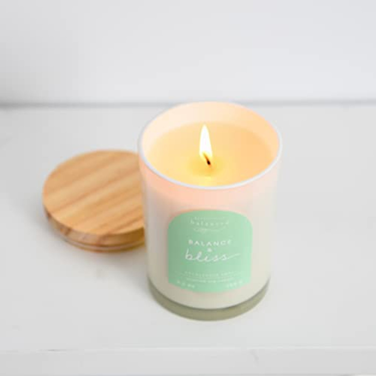 Beautifully Balanced Scented Lidded Glass Soy Candle, Balance + Bliss, 9.3 oz.