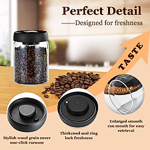 HelpyLife Vacuum Coffee Canister,27FLOZ×2pcs Airtight Glass Jars Set for Kitchen Pantry,Coffee Bean Storage Container,Perfect for Ground Coffee,Loose Tea,Sugar