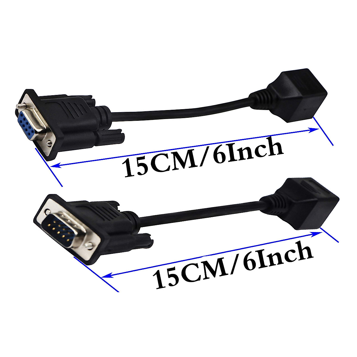 zdyCGTime RJ45 to RS232 Cable, DB9 9-Pin Serial Port Female&Male to RJ45 Female Cat5/6 Ethernet LAN Console（15CM/6Inch） 2Pack