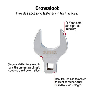 Sunex 9720A 1/2-Inch Drive Jumbo SAE Crowfoot Wrench Set, 1-Inch - 1-3/8-Inch, Fully Polished, 7-Piece (Includes Storage Rail)