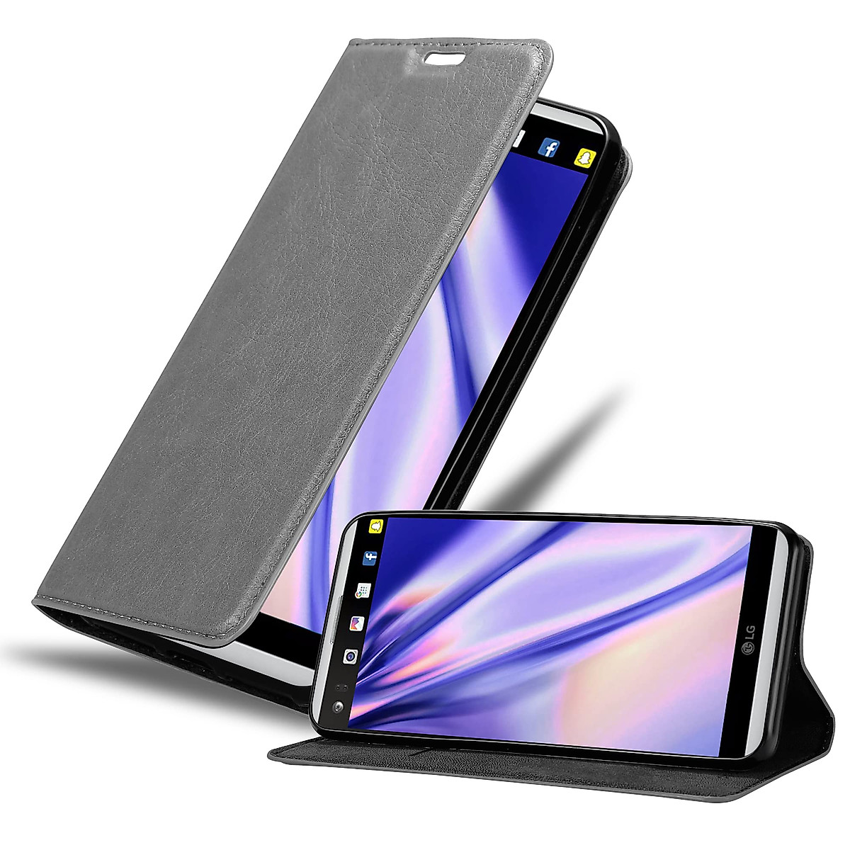 Cadorabo Book Case Compatible with LG V20 in Titanium Grey - with Magnetic Closure, Stand Function and Card Slot - Wallet Etui Cover Pouch PU Leather Flip