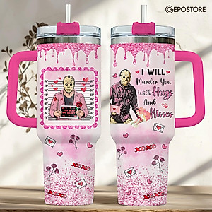GEPOSTORE Valentines Gifts for Him Her, Horror Character 40 Oz Tumbler with Handle, Scary Tumblers Cup, Movie Characters Mug, Gifts for Movies Fan