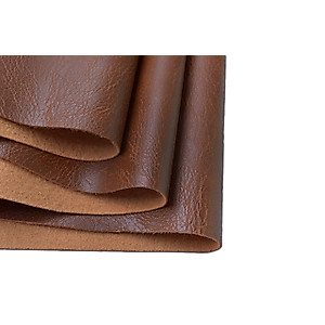 Wento Thick 1 Yard Faux Leather Fabric Soft Skin Grain PU Leather Fabric for Furniture Cover Reupholster Sofa Chairs Cushiones Vinyl Upholstery Fabric (1yard,Brown)