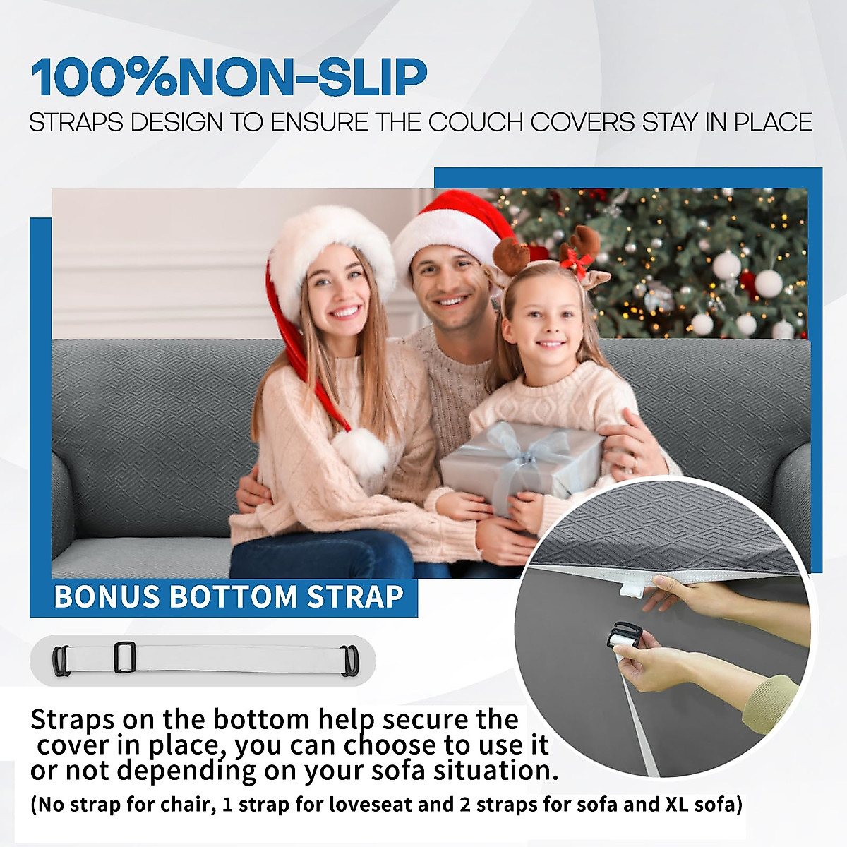 XINEAGE 2025 New 1 Piece Couch Covers for 2 Cushion (55"-69") Stretch Loveseat Sofa Cover Slipcover Jacquard Universal Furniture Protector with Elastic Bottom for Kids,Dog (Loveseat, Light Gray)