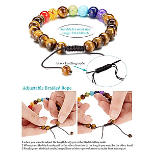 Tatuo 4 Pcs 8mm Natural Lava Rock Bracelet for Men Aromatherapy Essential Oil Diffuser Bracelet Stone Anxiety Beads Bracelets