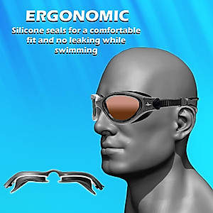 Cabana Sports Pearl Goggle. UV Protection. Anti-Fog. Men, Women, Adults. (Silver, Silver Mirrored)