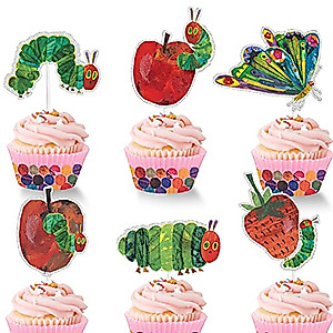 Hunger Caterpillar Cupcake Toppers Set 18 pcs - Fairy tales Theme Kids Boy girl Birthday Party Event Decoration Supplies