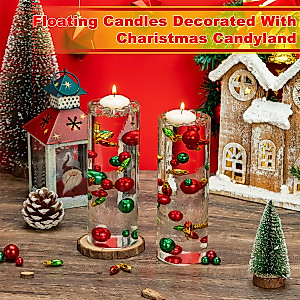 MadeTop 4114 Pcs Christmas Vase Filler Pearls for Vase Fillers Floating Candles Centerpiece with 8 Floating Candles Water Gels Beads for Christmas Home Table Party Decor(Bulb)