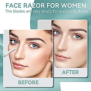 Dermaplaning Tool for Women Face Exfoliation, Durable Eyebrow Razors with 4 Replaceable Blades, Face Razors for Women Peach Fuzz and Dead Skin, Green