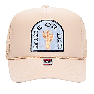 Ride or Die Cowboy Patch Trucker Hat - Premium Snapback for Men and Women - Western Cowgirl Hunting Trendy (US, Alpha, One Size, Tan)