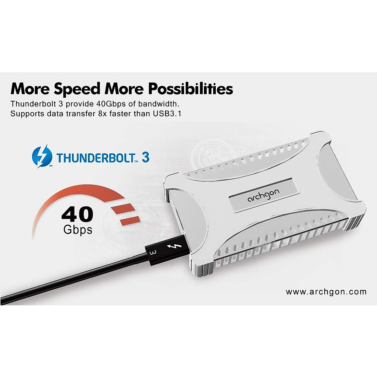 archgon 2TB Thunderbolt 3 Aluminum External NVMe SSD Drive with Combo Thermal Pads and Silicone Protector Model X70 II (2TB, Silver)