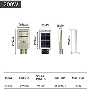 BLHKBAIKB Solar Street Light LED Outdoor Light,Dusk to Dawn Solar Driven Remote Control Motion Sensor Waterproof Suitable for Yard Yard Garden Street Basketball Court