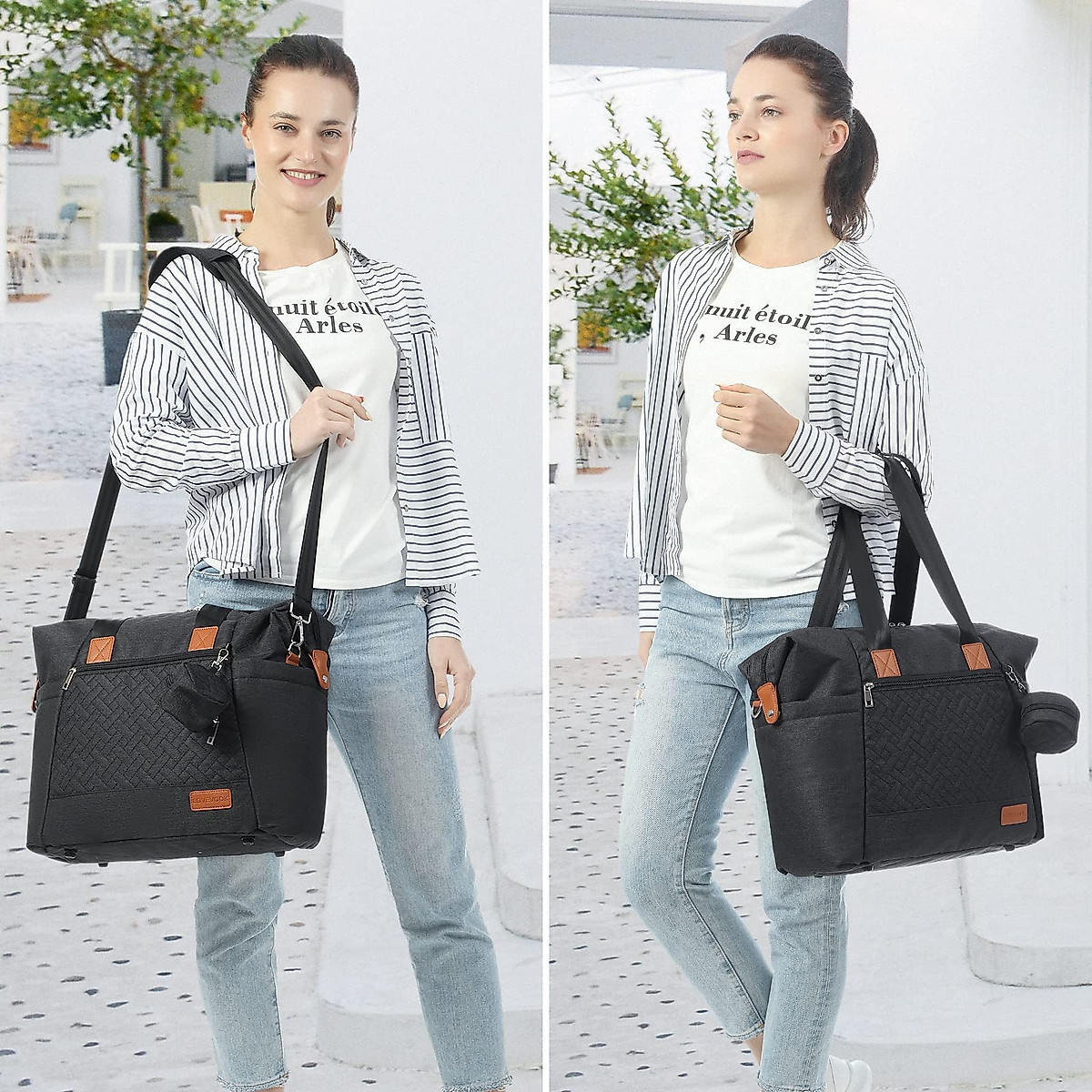 LOVEVOOK Diaper Bag Tote, Large Baby Tote Bag, Travel Diaper Tote for Mom and Dad with Changing Pad and First Aid Bag, Dark Gray