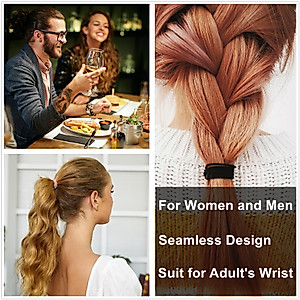 WDGROW Hair Ties Bracelets No Dmamage,Large Hair Tie for Women,Men,Girls,Seamless,Pony Tails Tie,Handmade Scrunchies,No Plastic,for Thick Curly Hair,20Pcs,4-1 Design (Black Gray Brown)