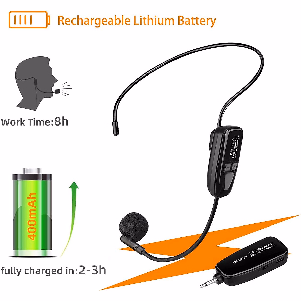 Case of 1 Transmitter 10 Receivers, Retekess T130 Tour Guide System, Assisted Listening Devices,with Retekess TT123 Wireless Microphone, Translation Devices for Church