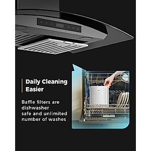 Empava Wall Mount Range Hood 30 Inch, Ducted/Ductless(Charcoal-Filter Sold Separately), Kitchen Exhaust Stove Vent with 400CFM, Tempered Glass, LED Light Stainless Steel, EMPV-30RH06