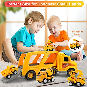 Nicmore Construction Truck Toddler Toys Car: Toys for 2 3 4 Year Old Boy 5 in 1 Carrier Toys for Kids Age 2-3 2-4 3-5 | 18 Months 2 Year Old Boy Christmas Birthday Gifts