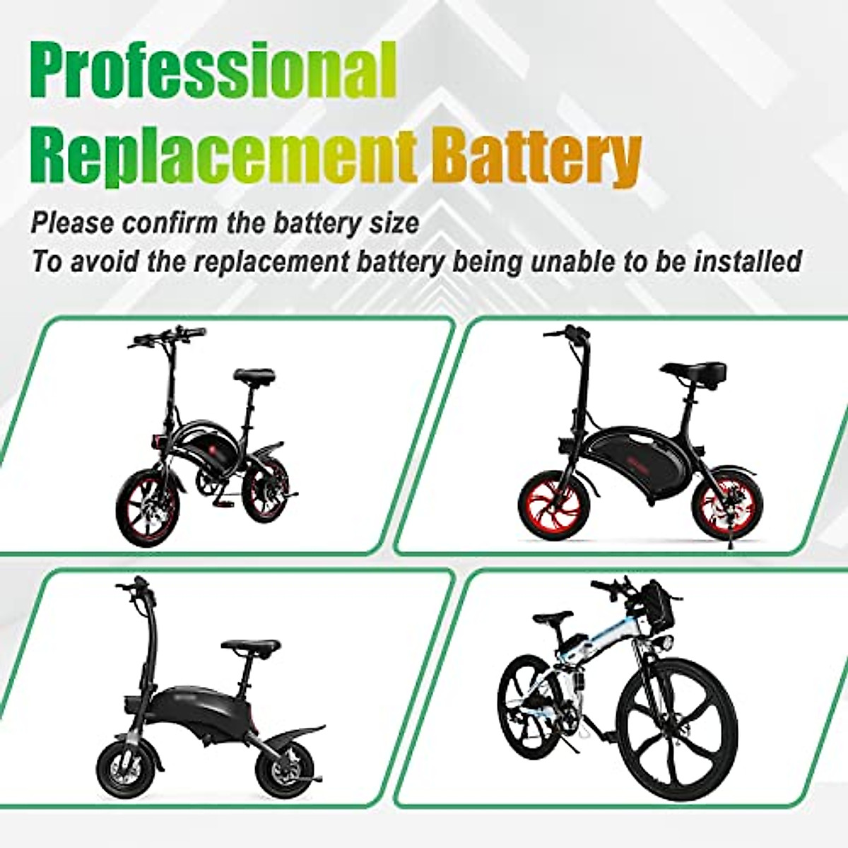 YLuBik Electric Bike Battery - 36V 10Ah, Folding Electric Bicycle 360Wh Replacement Li-ion Battery, Motor Max Power 250W