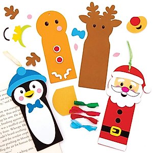 Baker Ross AT191 Christmas Bookmark Kits - Pack Of 6, Festive Arts And Crafts, Assorted