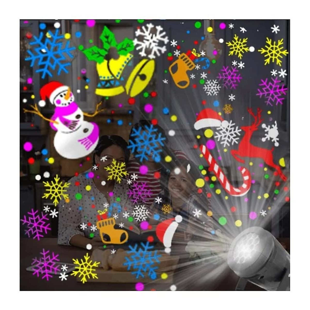 Lovedfgh Christmas Snowflake Lights 16 Patterns Christmas LED Snowflake Projector Light, Projection Outdoor Light Home Garden Party Decor Party Garden Decorations 11.1