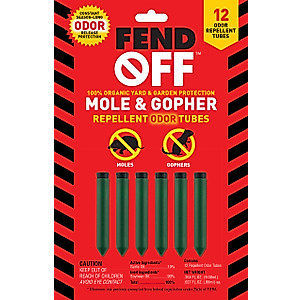 Luster Leaf Fend Off Mole and Gopher Organic Odor Tubes, White, 12 pack