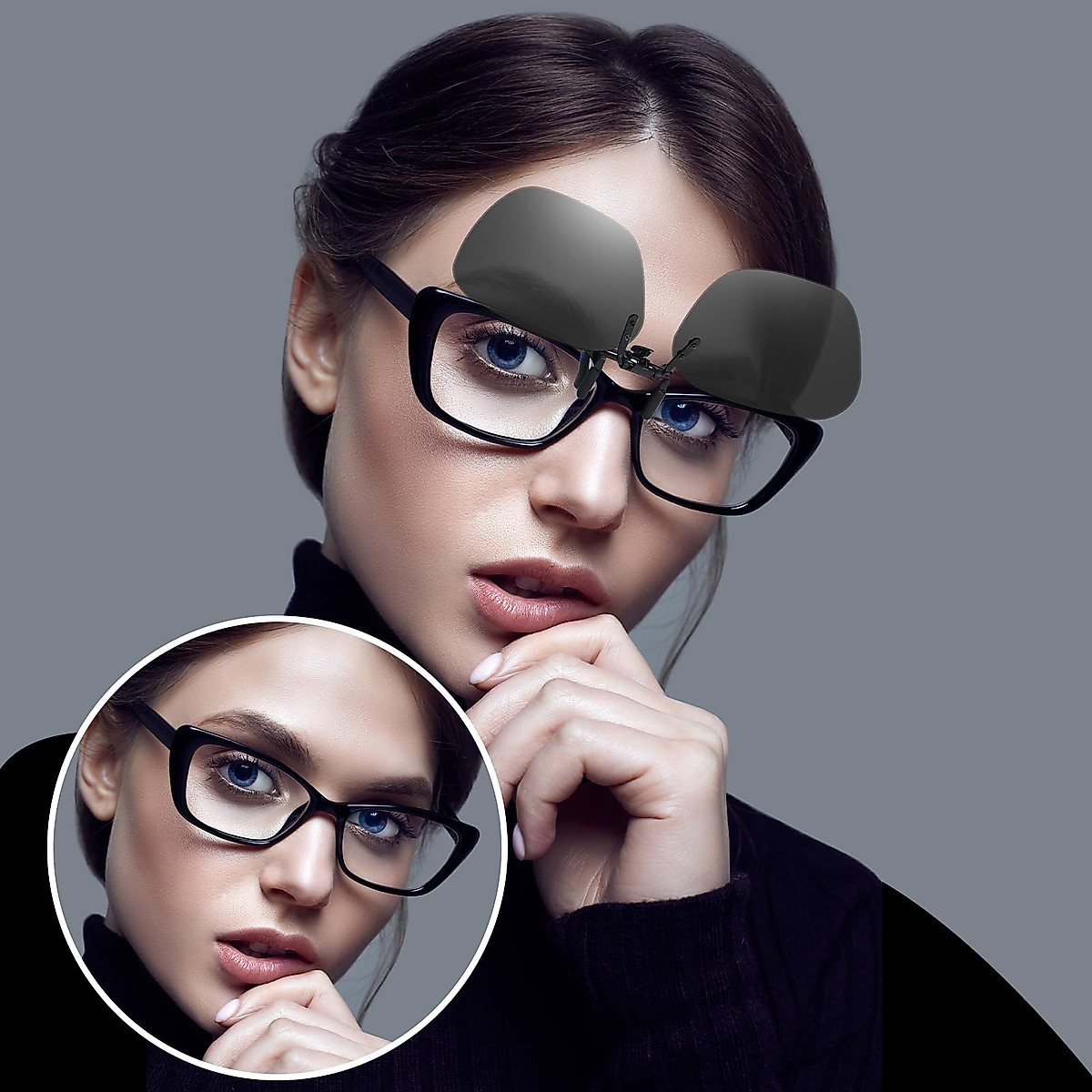 Trysee Clip on Sunglasses Over Prescription Glasses for Men Women Polarized Flip Up for Eyeglasses Anti Glare TS103