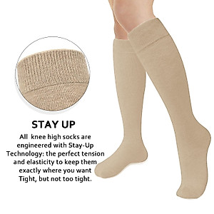 we fleece Warm Knee High Socks for Women-Thermal Cotton Socks for Hiking,Work,Winter,Gifts(One Size, 5Pack Black/Grey/Brown/Beige/Black)