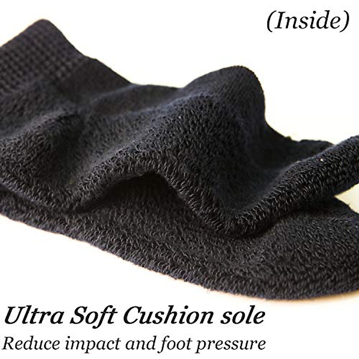 +MD Non-Binding Diabetic Socks for Men Women-6 Pairs Medical Circulatory Crew Socks with Cushion Sole Black 13-15