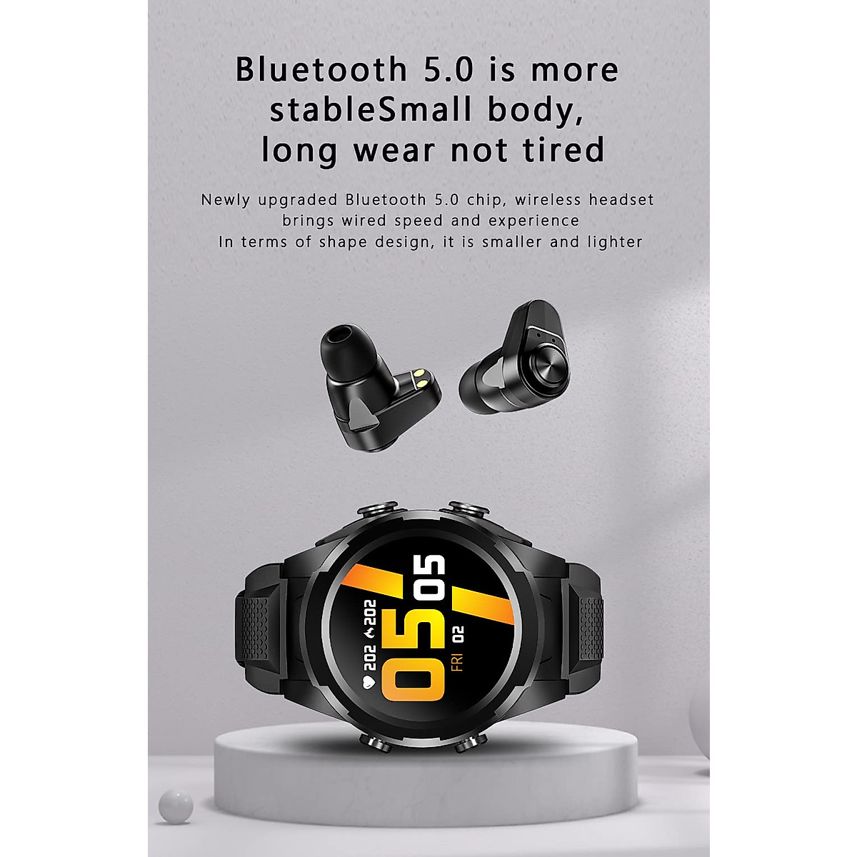 Sudroid Smart Watch with Earbuds, 2 in 1 Bluetooth Smart Watch for Android iPhone, Fitness Tracker Watch, Tracker with Blood Oxygen Heart Rate Sleep Monitor, Long Time Standby Sports Smart Watch