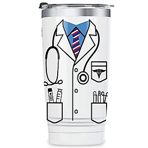 Onebttl White Coat Ceremony Gifts for Doctors - 20 oz/590 ml Stainless Steel Insulated Tumbler with Straw, Lid - Medical School Graduation Gifts for New Doctor, Med Students - (White)